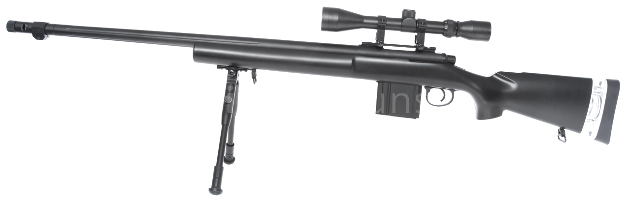 M24 SWS, black, bipod, scope, Upgrade version, Well, MB4405D | AirsoftGuns